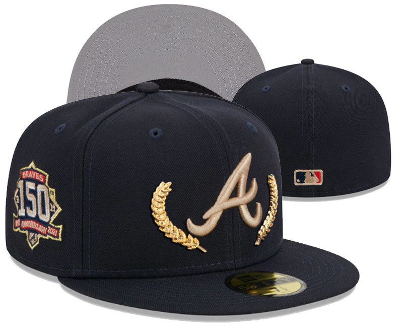 Men’s New Era Navy Atlanta Braves Gold Leaf 59FIFTY Fitted Hat | Jersey ...